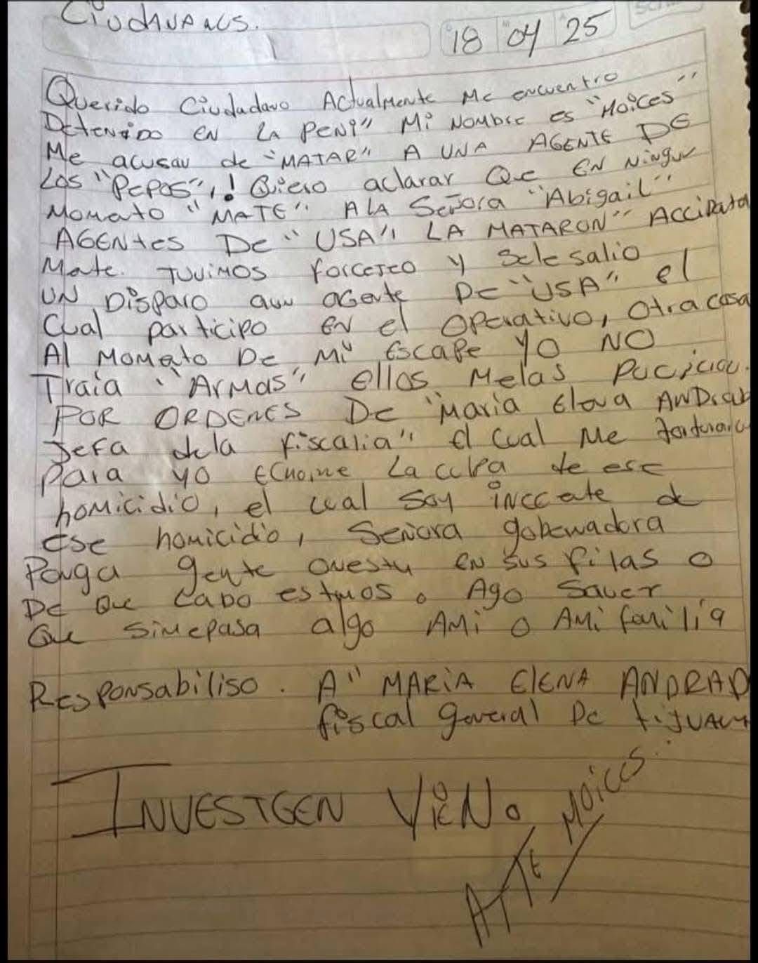 En supuesta carta, asegura César Moisés Hernández que US Marshals ...